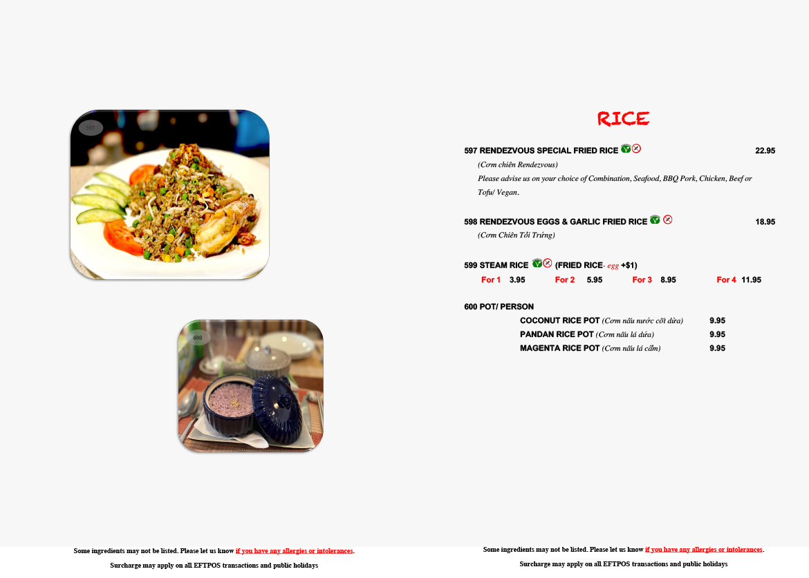 Alacarte Menu - Rendezvous Du Vietnam